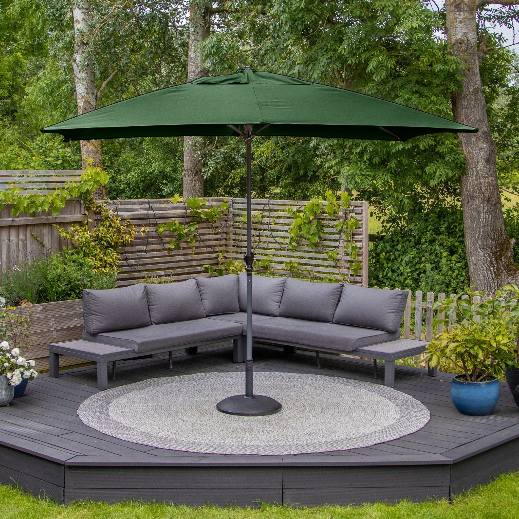 Triton 3m x 2m Rectangular Aluminium Parasol in Green – Plantroops ...